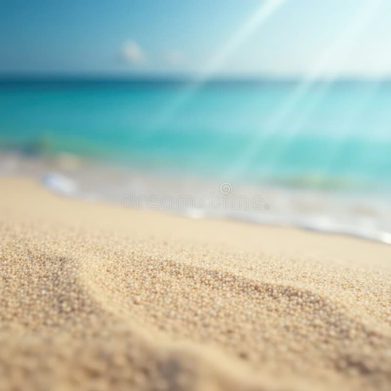 Fine Sand, Soft Light, Blurry Ocean Vista Idyllic Beach Setting ...