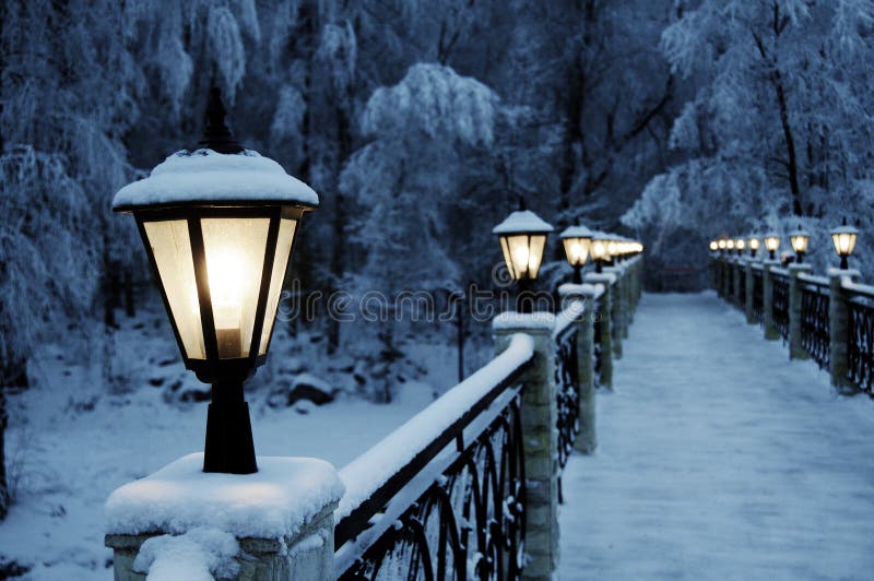 The Fine Snow Evening in Mountains Stock Photo - Image of scene ...