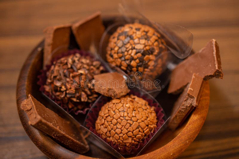 Fine Sweets for Wedding Party in Wooden Bowl. Selective Focus. Stock ...