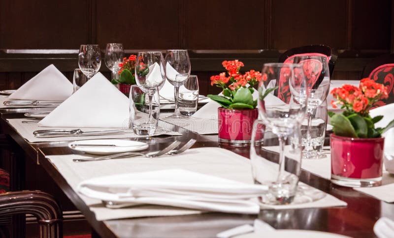 Contemporary Dining Table Set for Dinner Stock Image - Image of table ...