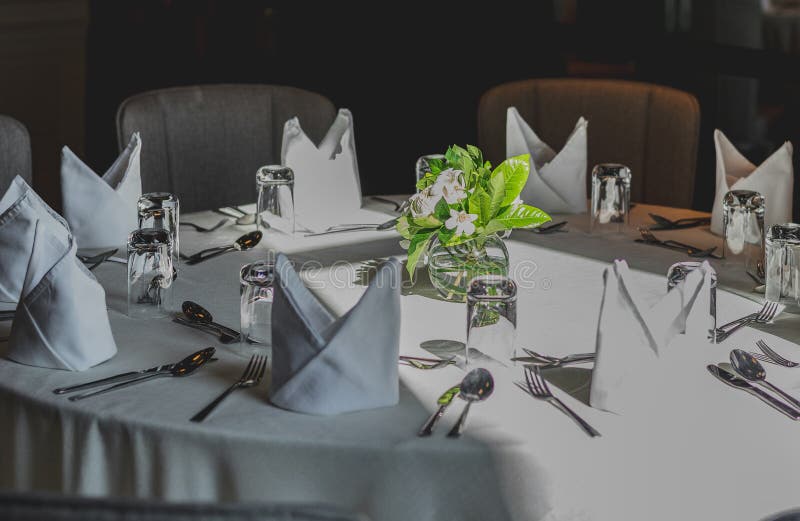Fine Table Setting in a Luxurious Restaurant Stock Photo - Image of ...