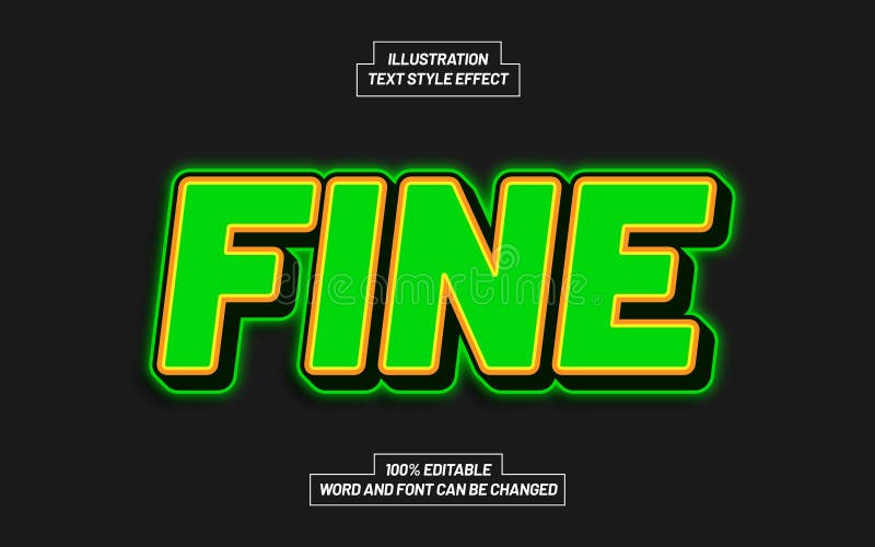 Fine Green Text Style Effect Stock Vector - Illustration of font, edit ...