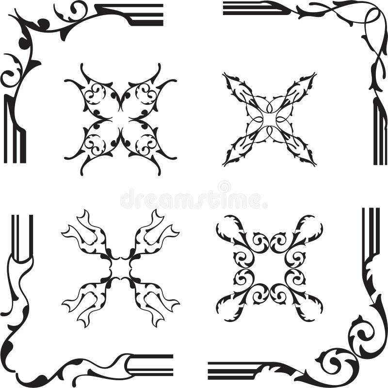 Fine Vintage Design Corner Elements Set Stock Vector - Illustration of ...
