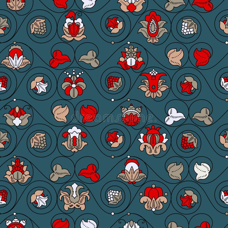 Fine Vintage Floral Seamless Pattern Stock Illustration - Illustration ...