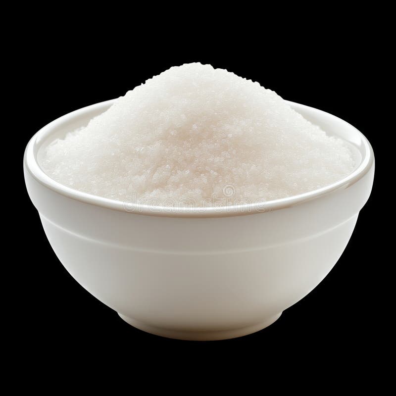 White Powder, Possibly Salt or Sugar, Isolated on Black Background ...