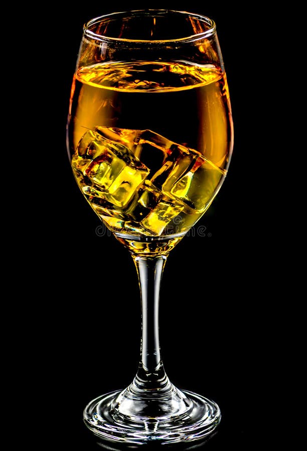 Fine Wine, Glass Cups and Ice Cubes Stock Photo - Image of drinking ...