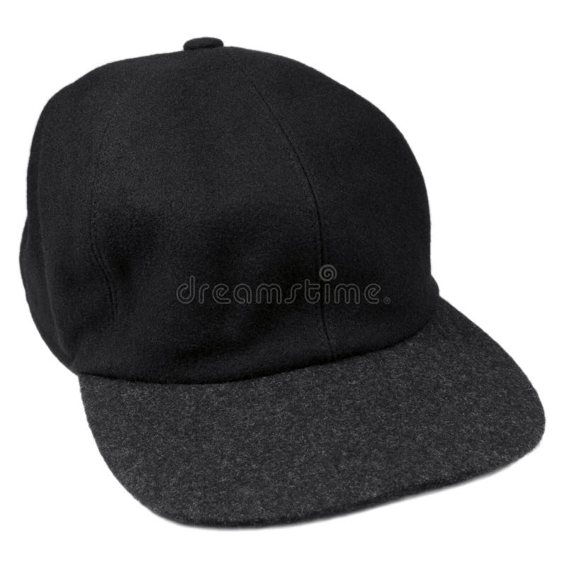 Fine Wool Black Baseball Cap Grey Isolated Men Hat Stock Photo - Image ...
