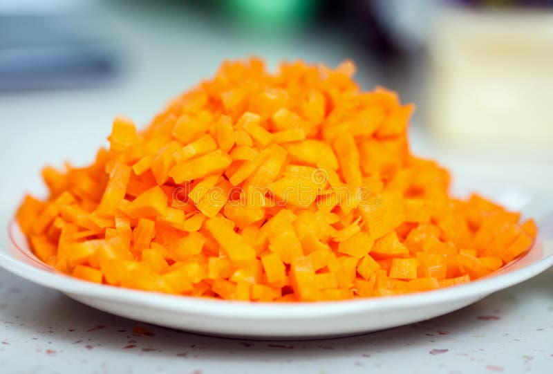 Finely chopped carrots stock image. Image of carrot, pile - 85259905