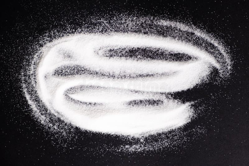 Finely Ground Stone White Rock Salt Texture on Black Background, Top ...