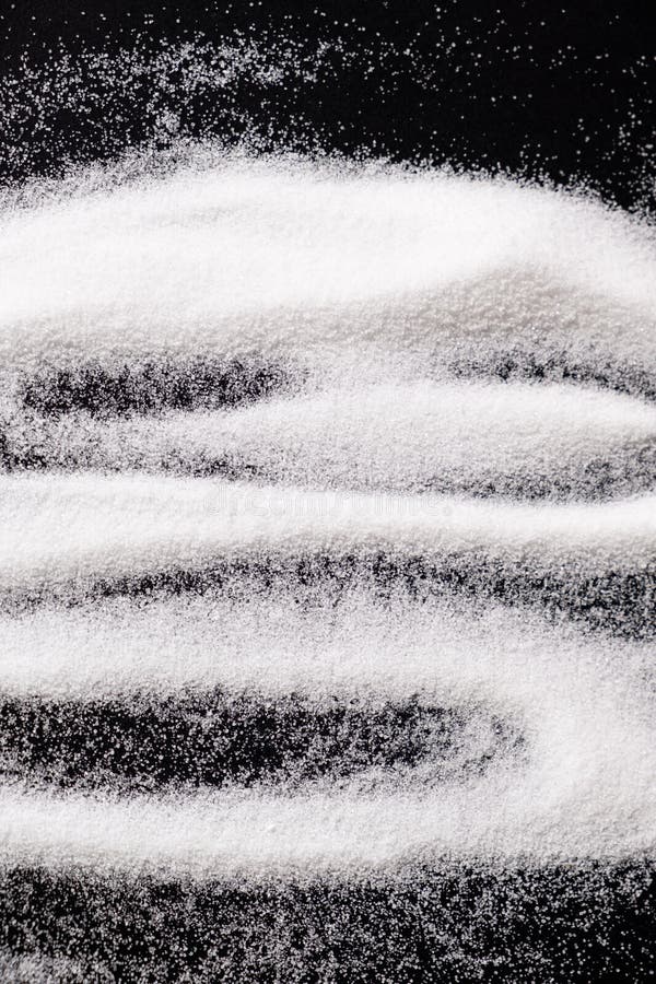 Finely Ground Stone White Rock Salt Texture on Black Background, Top ...