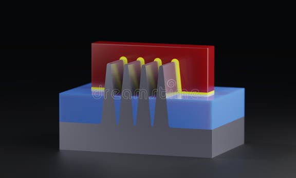 FinFET Transistor. 3D Model Compare the Size and Area Stock ...