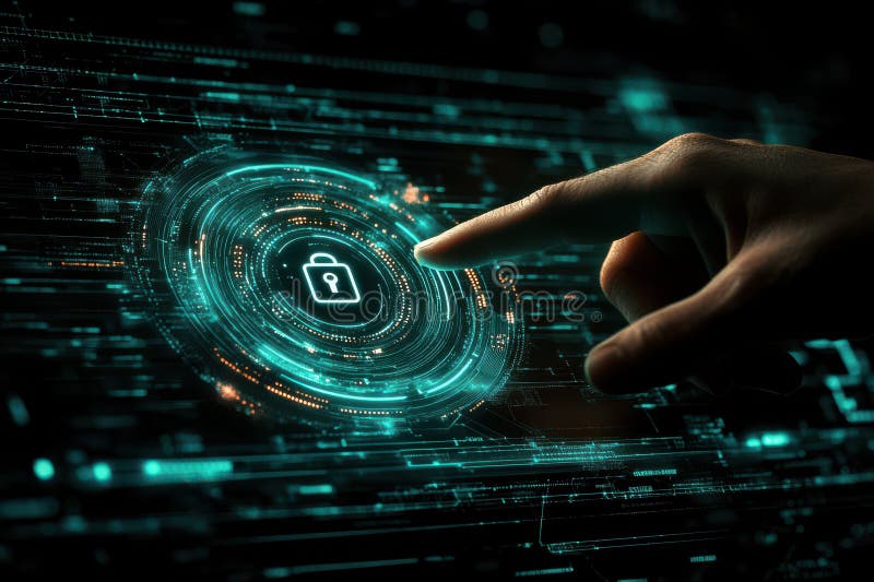 Finger Activates Digital Lock Security System Online Background Stock ...