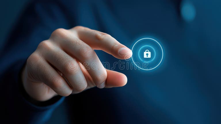 Finger Activating a Button, Interface Interaction in Digital Technology, Control, Access ...