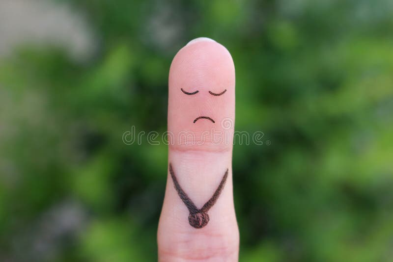 Finger Art of a Lonely Sad Man Stock Image - Image of loneliness ...