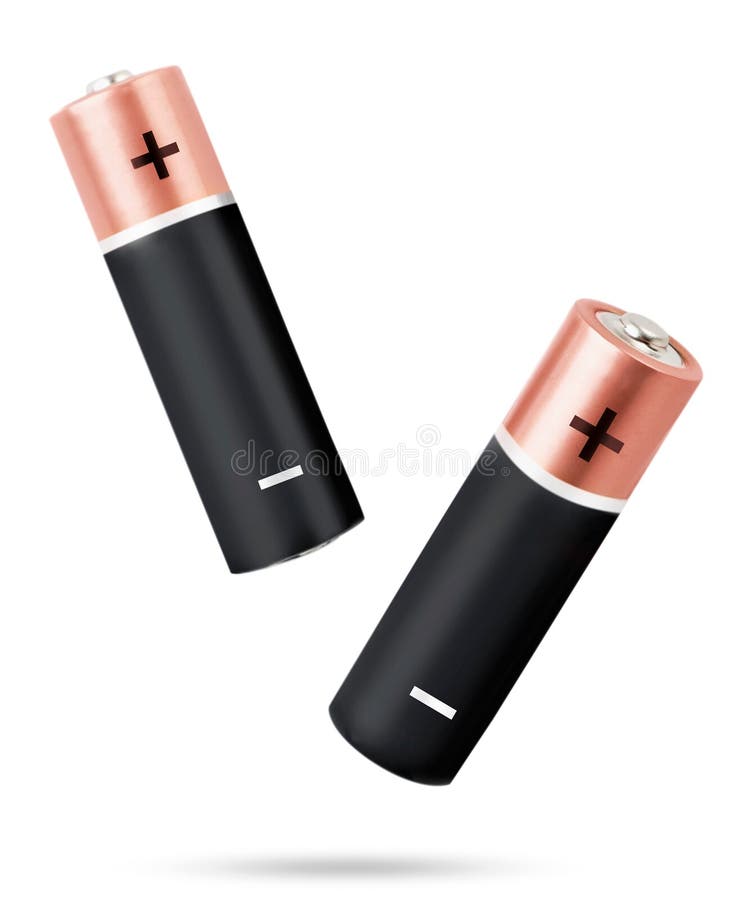 Finger Batteries are Falling in on a White Background. Isolated Stock ...