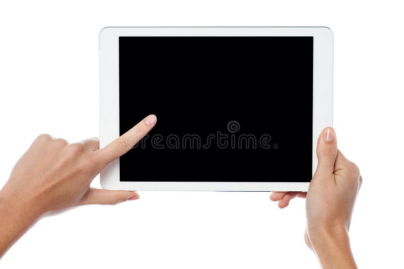 Finger Being Pointed on Tablet Screen Stock Photo - Image of operating ...