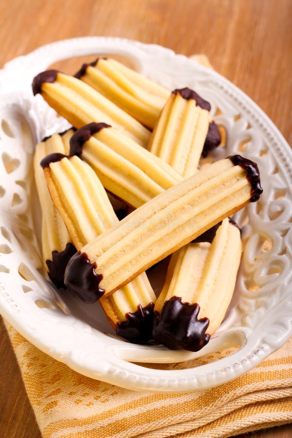 Finger Biscuits Coated in Chocolate Glaze Stock Image - Image of finger ...