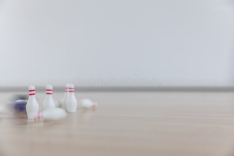 Finger Bowling with Children`s Toys Stock Photo - Image of pins, ball ...