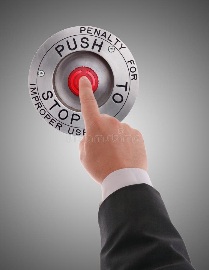 Finger on button STOP stock image. Image of hand, stop - 27012389