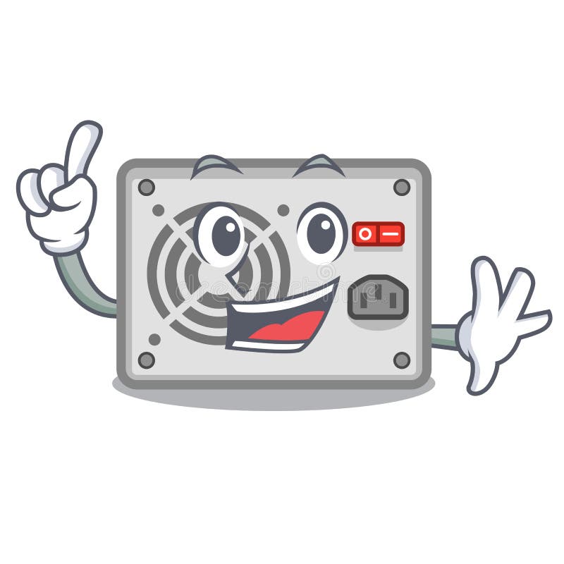 Finger Cartoon Power Supply on the Computer Stock Vector - Illustration ...