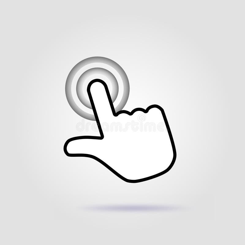 Finger Click Icon on Gray Background with Soft Shadow Stock Vector ...