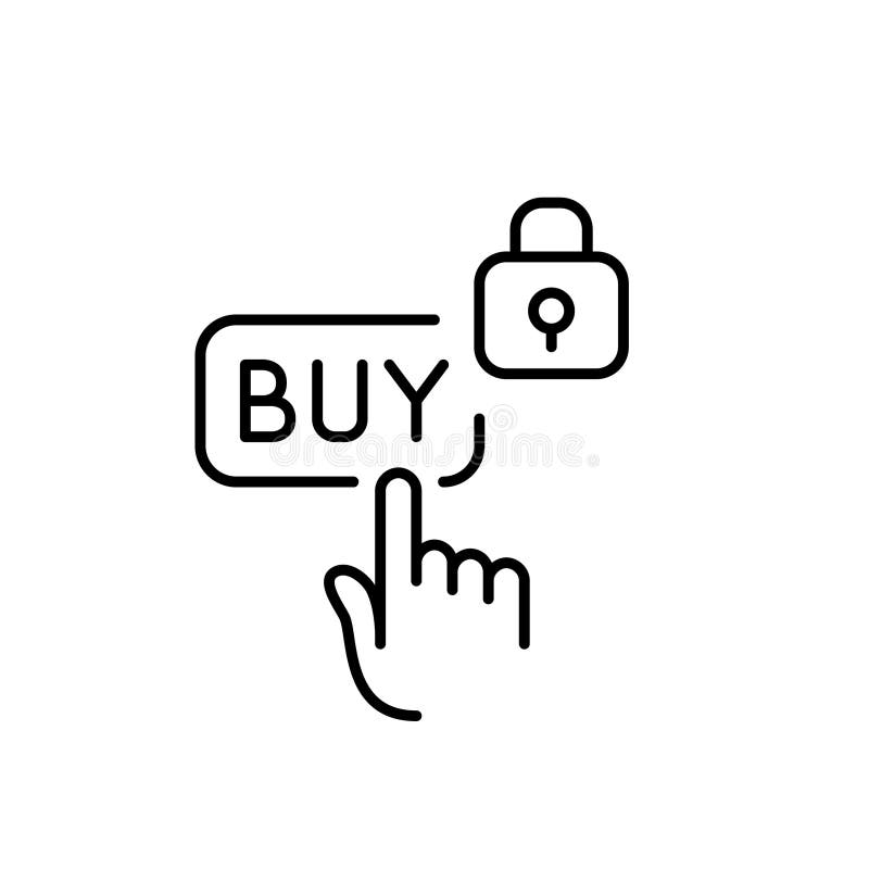 Finger Clicking on Buy Button and Lock. Secure Checkout, Encrypted ...