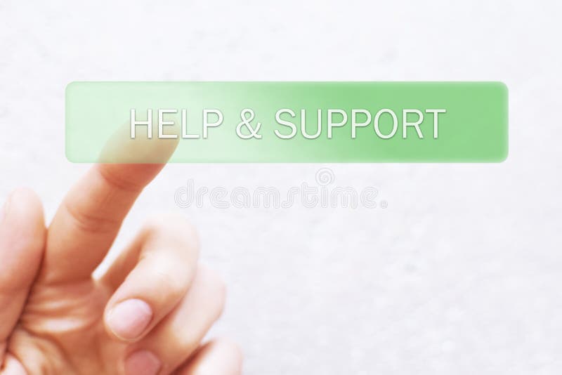 Finger Clicking on Help and Support Button Stock Photo - Image of ...