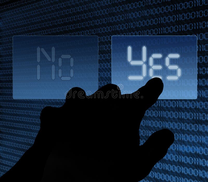 Finger clicks yes button stock illustration. Illustration of binary ...