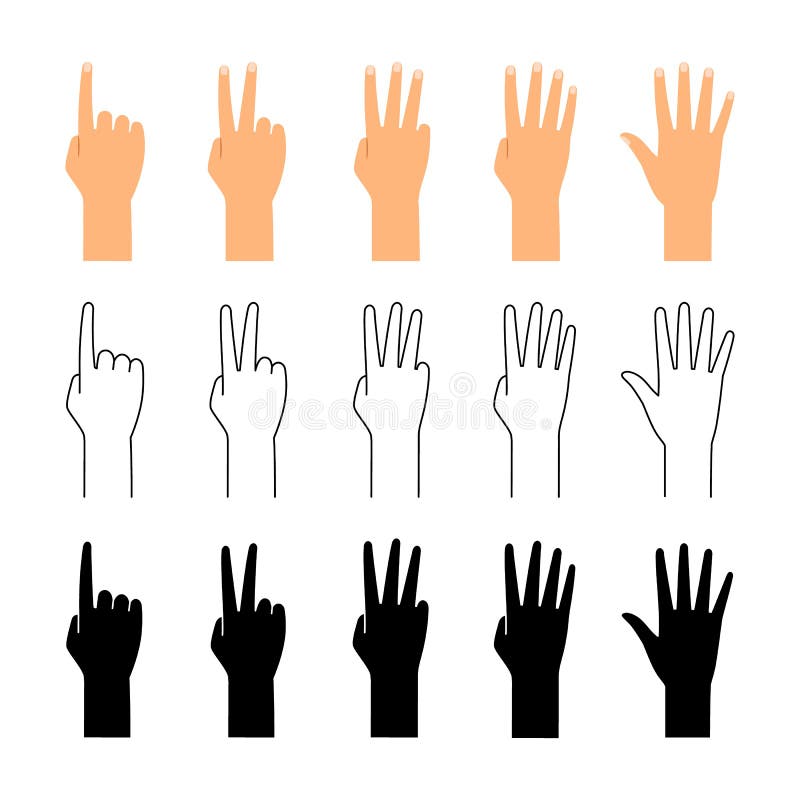 Finger count set stock vector. Illustration of gesture - 177342479