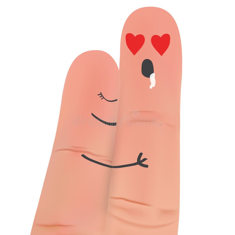 Finger Couple Hugging. Vector Illustration Decorative Design Stock ...