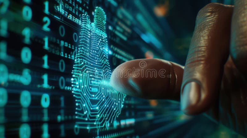 The Finger and Digital Circuit.AI Generated Image Stock Image - Image ...