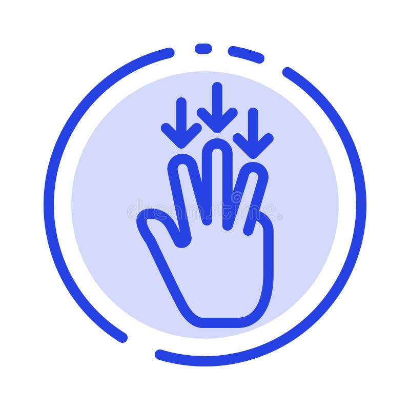 Finger, Down, Arrow, Gestures Blue Dotted Line Line Icon Stock Vector ...
