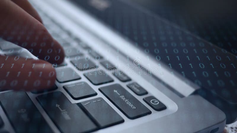 Finger Dramatically Presses the Backspace Button on Laptop with Binary ...