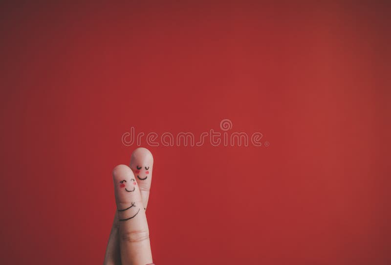 Finger with emotion on red stock image. Image of feeling - 167759473