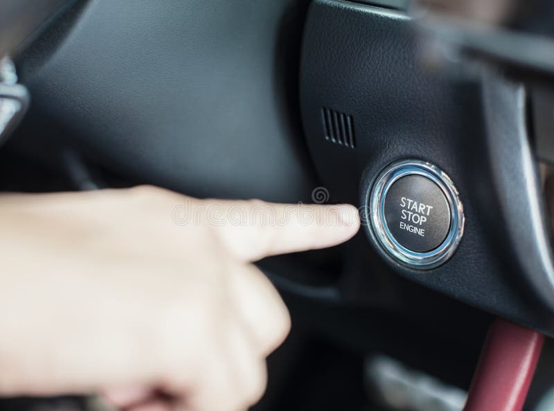 Engine Start Stop Button of a Car Stock Image - Image of close, power ...