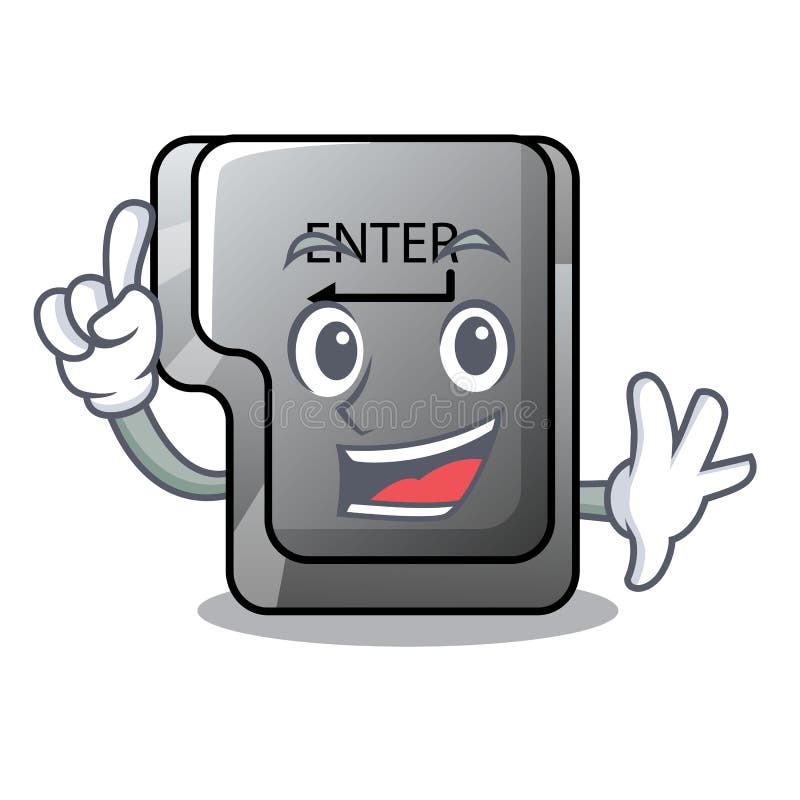 Finger Enter Button Installed on Computer Cartoon Stock Vector ...