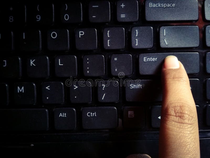 Finger on enter key stock photo. Image of indoor, human - 108391970