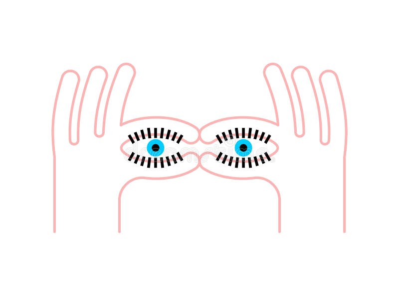Finger Eye. Binoculars Hand Gesture Stock Vector - Illustration of cute ...