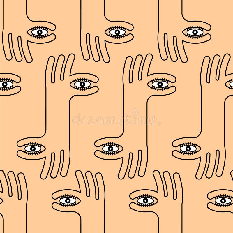 Finger Eye Pattern Seamless. Binoculars Hand Gesture Background Stock ...