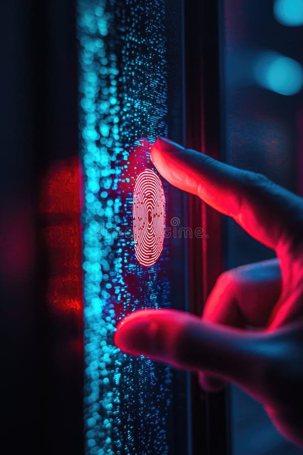 Finger Fingerprint Scanner. Selective Focus Stock Photo - Image of ...