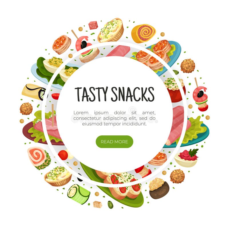 Finger Food Buffet Design with Different Snacks and Appetizers Vector ...