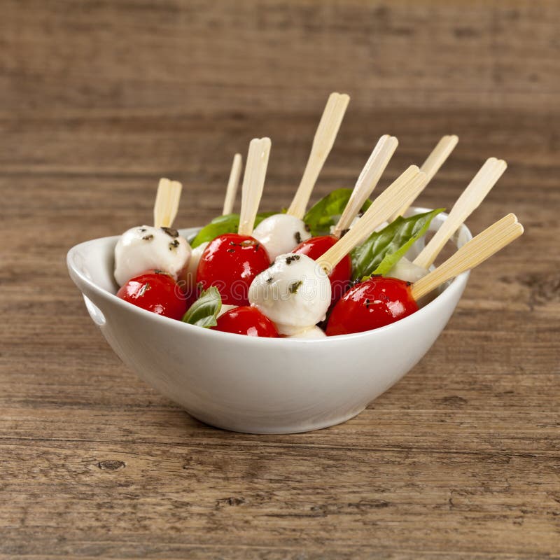 Mini caprese. Finger food. stock image. Image of appetizer - 48795411