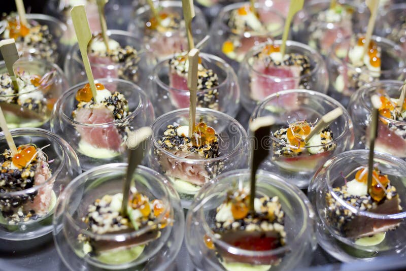 Finger Food in Small Glass with Stick Stock Photo - Image of little ...