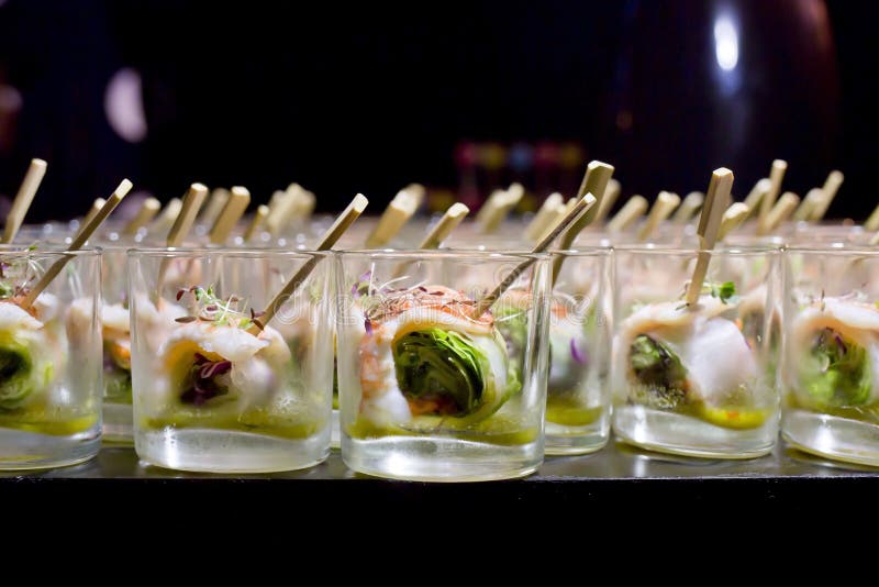 Finger Food in Small Glass with Stick Stock Image - Image of fast ...