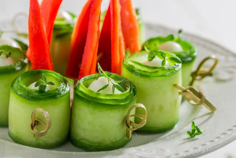 Finger Food with Vegetables and Herbs for Snack Stock Image - Image of ...