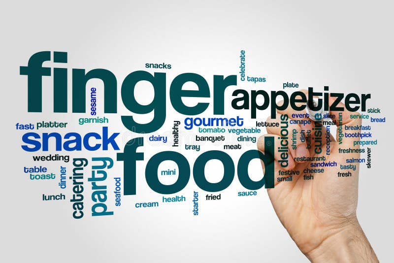 Finger Food Word Cloud Concept on Grey Background Stock Illustration ...