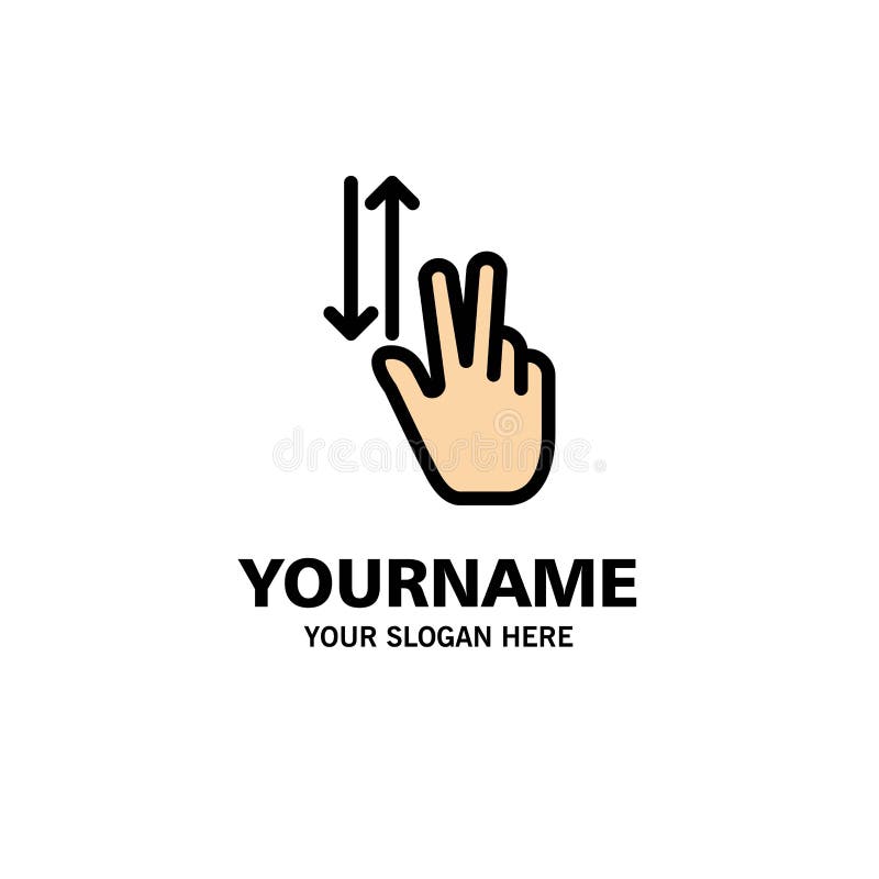 Finger, Gestures, Two, Up, Down Business Logo Template. Flat Color ...