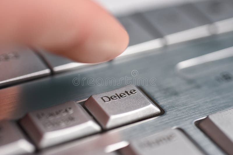 Delete Button Key of a PC Computer Keyboard. White Keyboard. Close Up ...