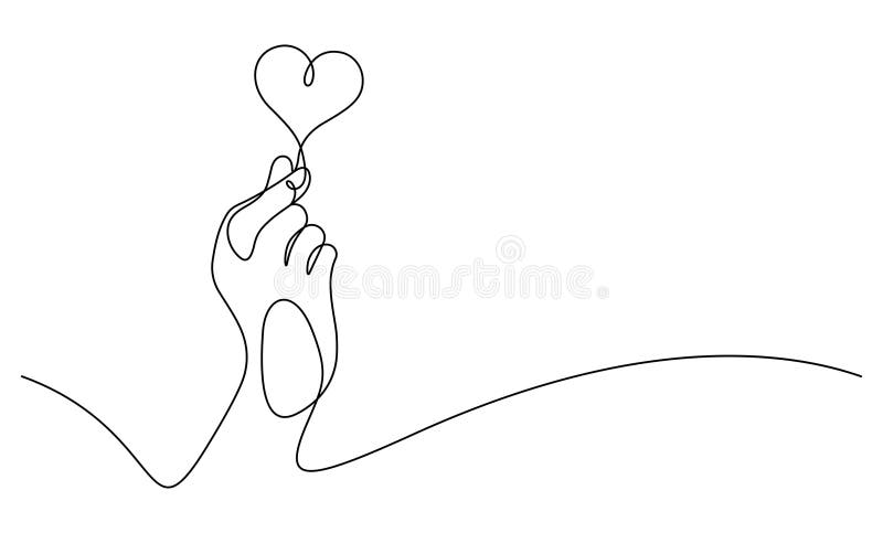 Finger Heart Hand Sign Gesture One Line Continuous Minimalist Stock ...