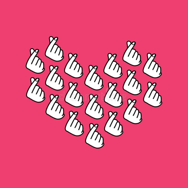 Finger Heart Sign Symbol in Heart Shape. Stock Vector - Illustration of ...